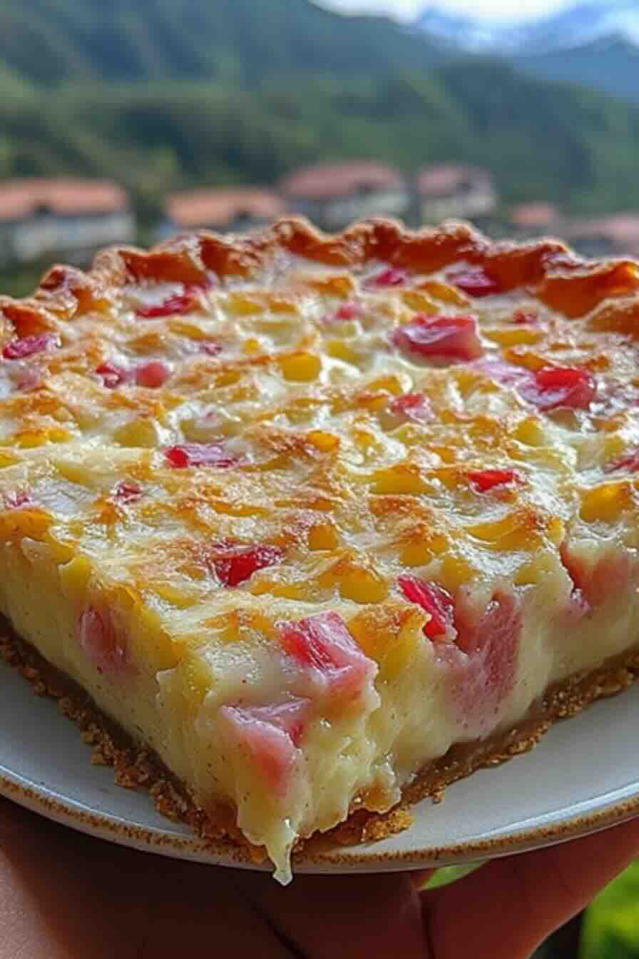 Crustless Rhubarb Custard Pie - aryarecipes.com