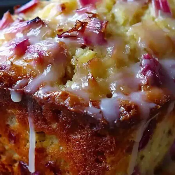 Lemon Rhubarb Loaf with Glaze - aryarecipes.com