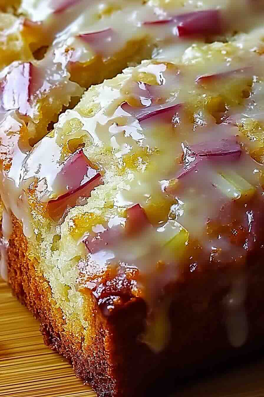 Lemon Rhubarb Loaf with Glaze - aryarecipes.com