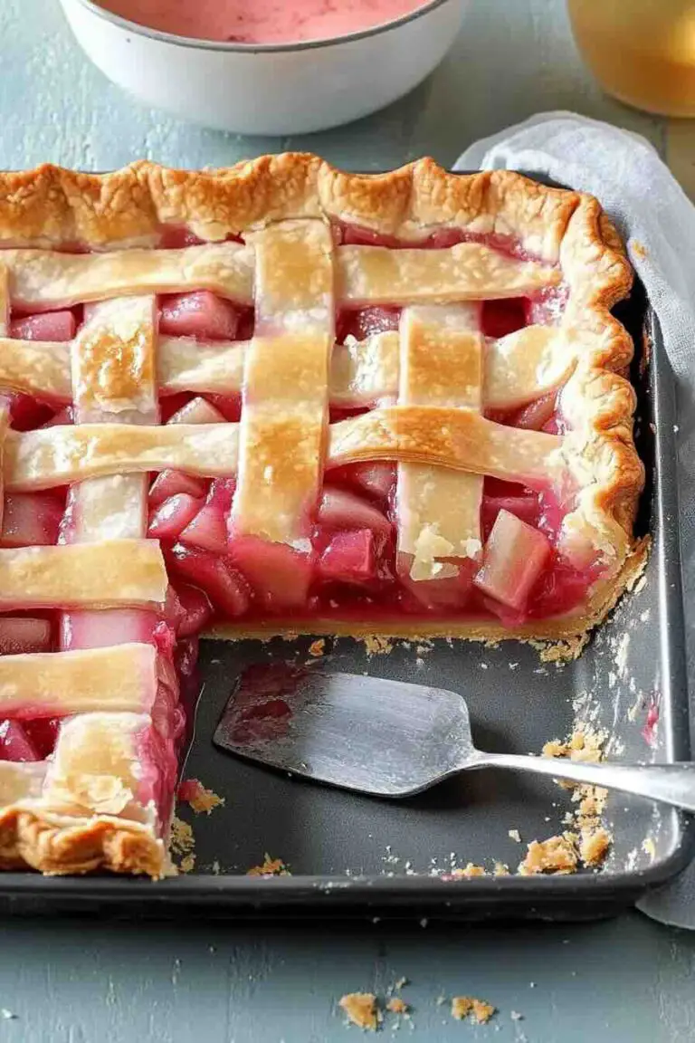 Raspberry Rhubarb Slab Pie - aryarecipes.com