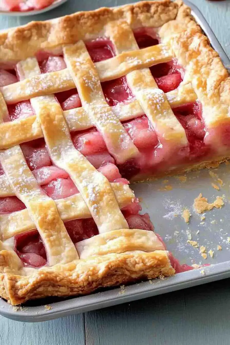 Raspberry Rhubarb Slab Pie - aryarecipes.com