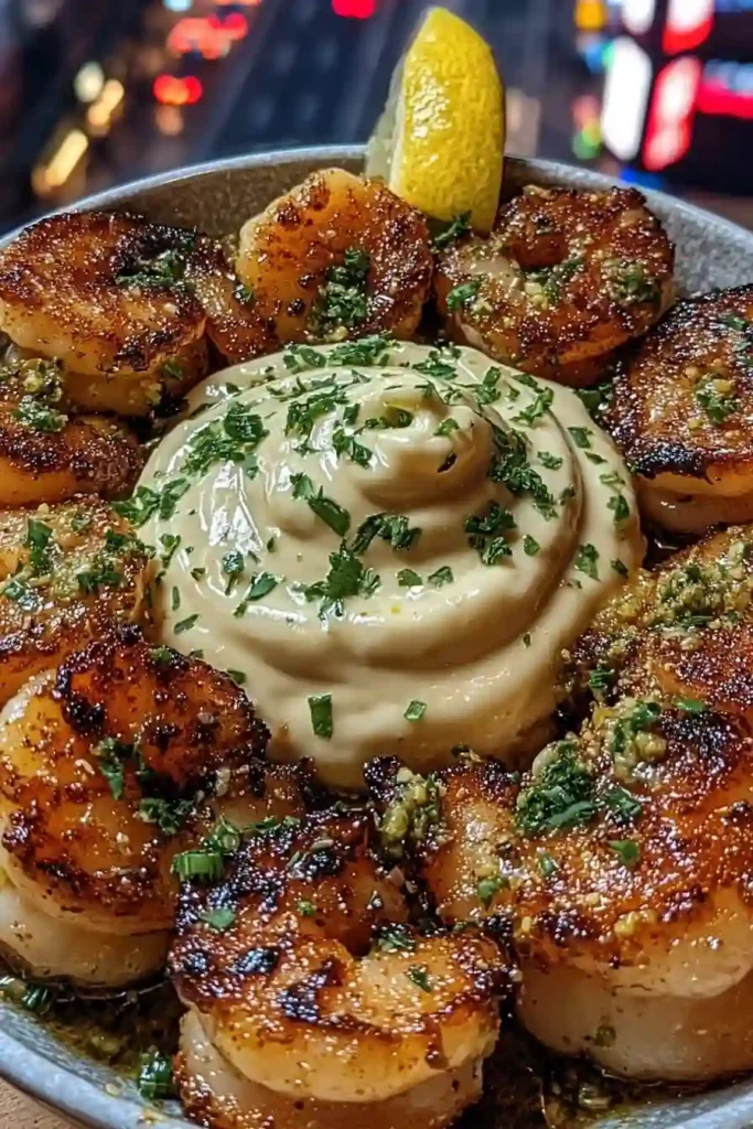 Garlic Butter Shrimp Bites with Lemon Aioli - aryarecipes.com