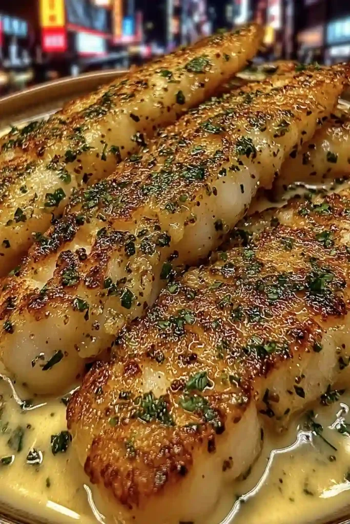 Garlic Herb Cod Strips with Creamy Lemon Sauce - aryarecipes.com