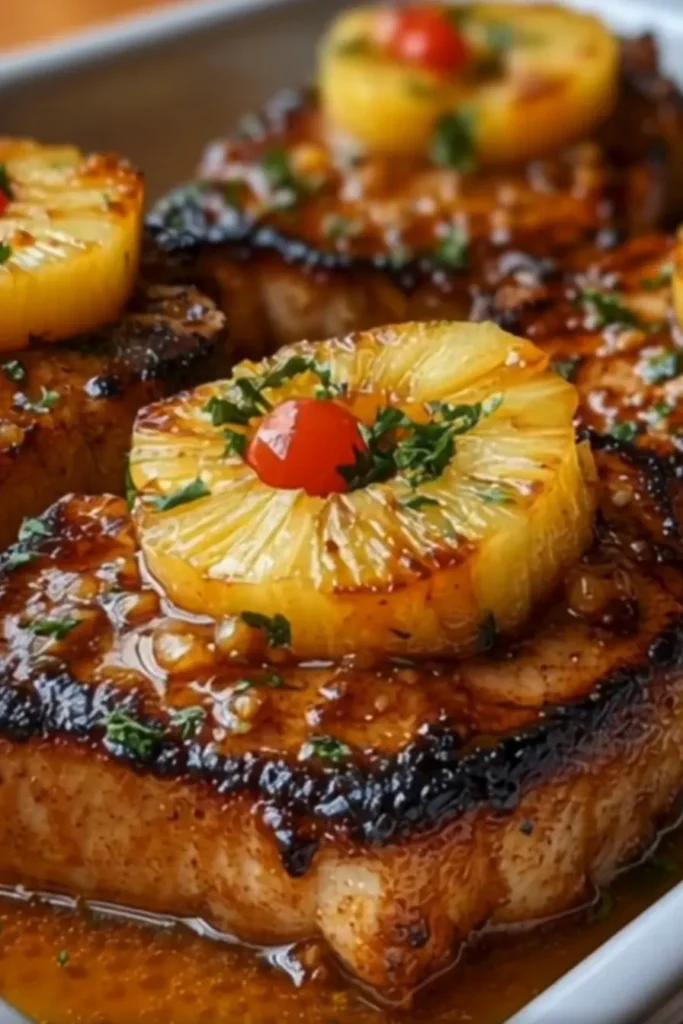 Pineapple Ginger Pork Chops - aryarecipes.com