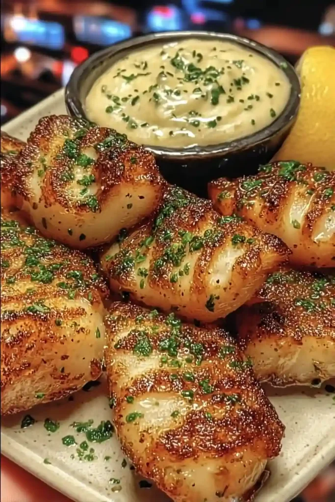Lemon Butter Fish Bites with Garlic Aioli - aryarecipes.com