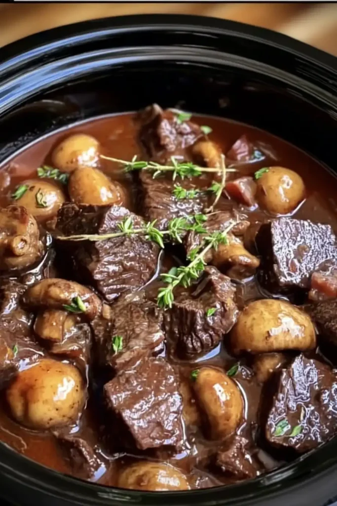 Slow Cooker Beef Bourguignon - aryarecipes.com