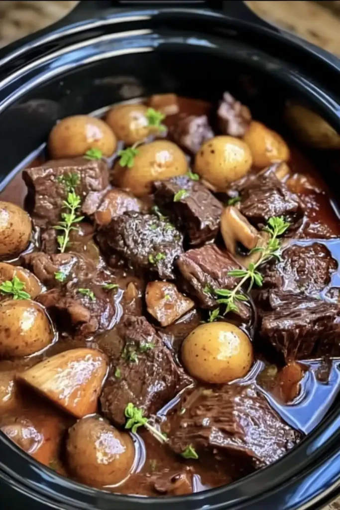 Slow Cooker Beef Bourguignon - aryarecipes.com
