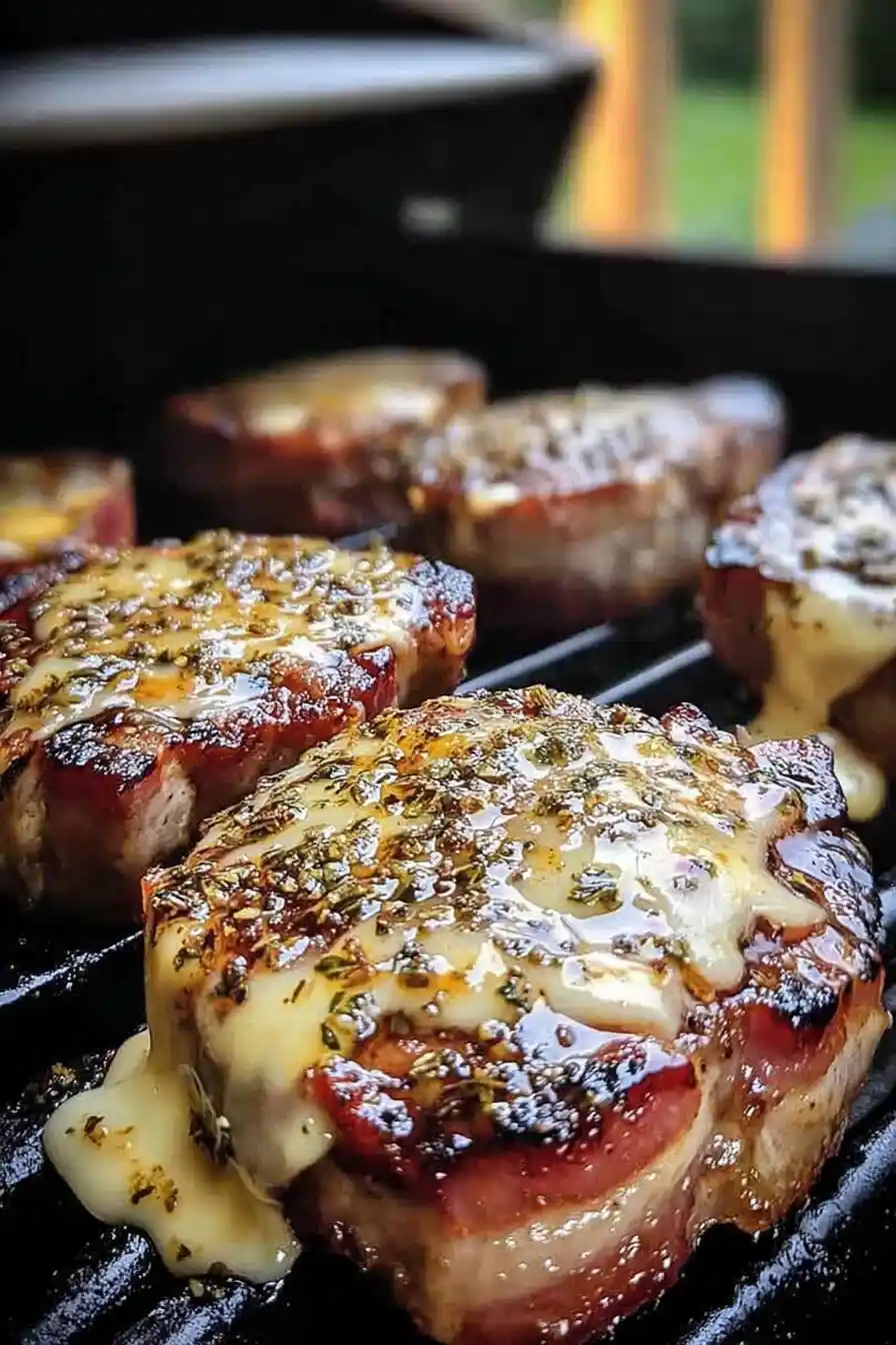 Smoked Bacon Triple-Cheese Stuffed Pork Chops With Sweet Heat Glaze ...