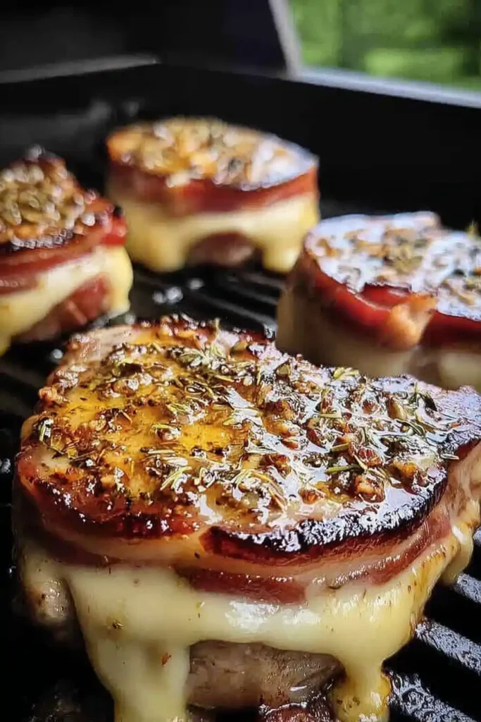 Smoked Bacon Triple-Cheese Stuffed Pork Chops With Sweet Heat Glaze ...